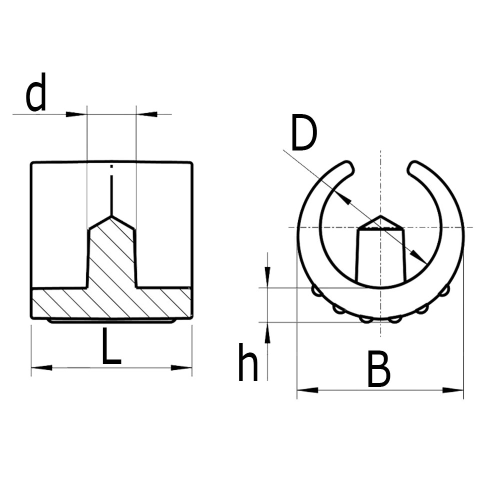 Klemmschalengleiter für runde Rohre mit Zapfen - verpas